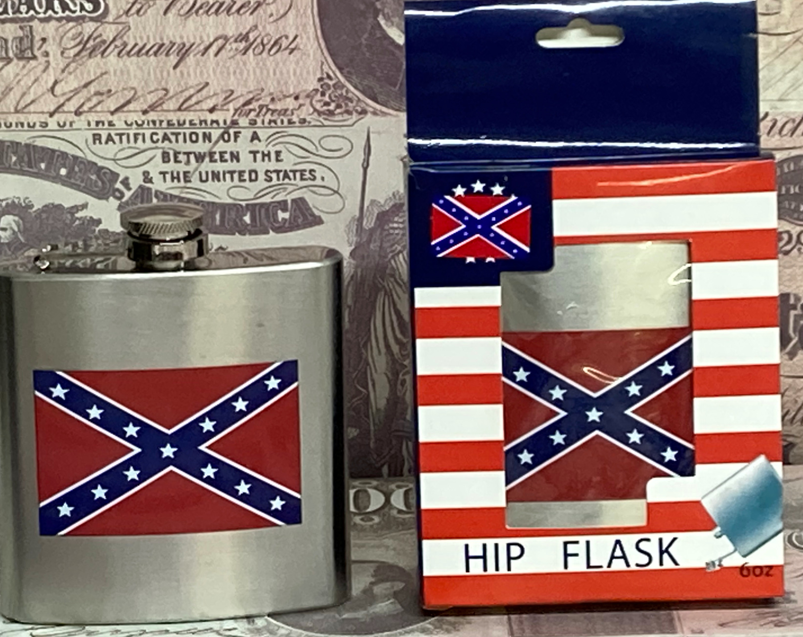 - Flask, Stainless Steel w/ Battle Flag #Flask BF