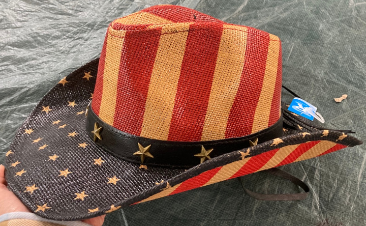 - USA Natural Color Straw Cowboy Hats Stripes Over Stars #CBH#14